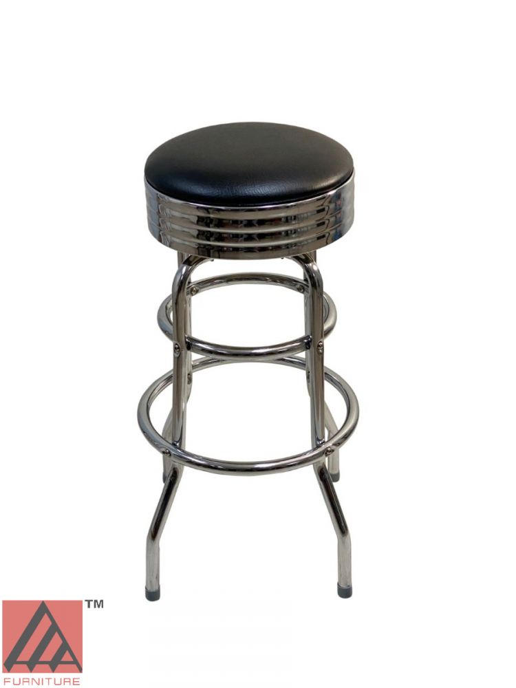 #DRB/BAND Double Ring Bar Stool with Chrome Seat Band